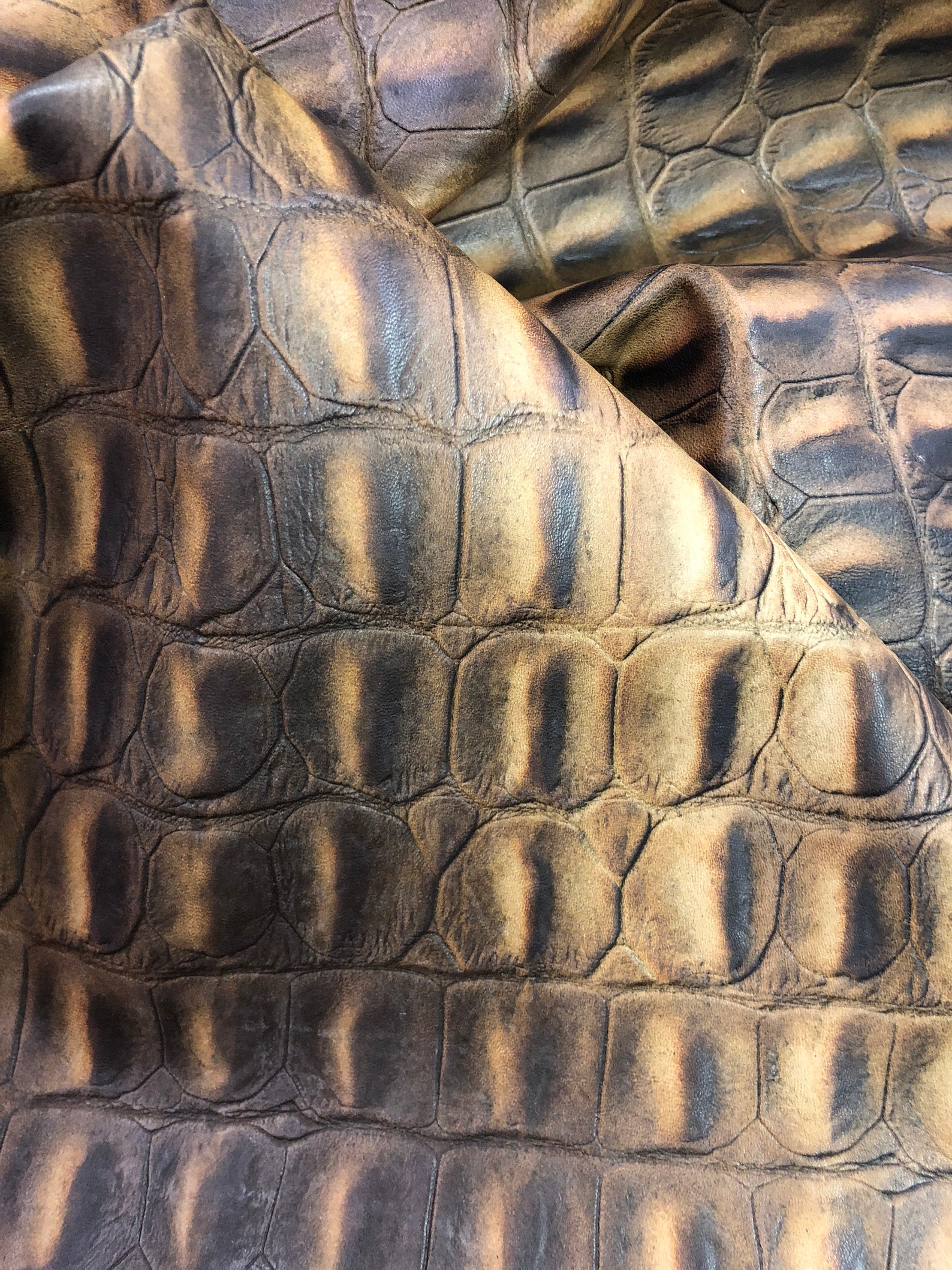 Croco LEATHER ALLIGATOR Print/genuine Leather Hide Printed Crocodile ...