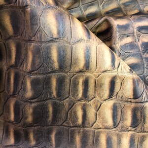 Croco LEATHER ALLIGATOR Print/genuine Leather Hide Printed Crocodile ...