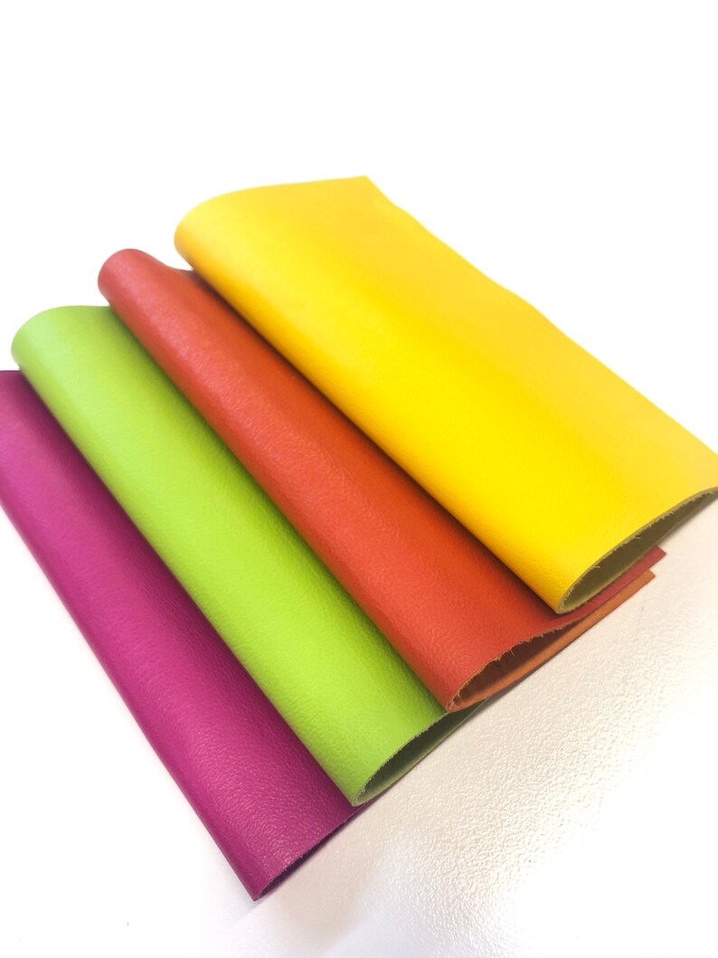 LEATHER Bright Colors 10"x10" Bright Pink, Bright Green, Orange, Yellow ...
