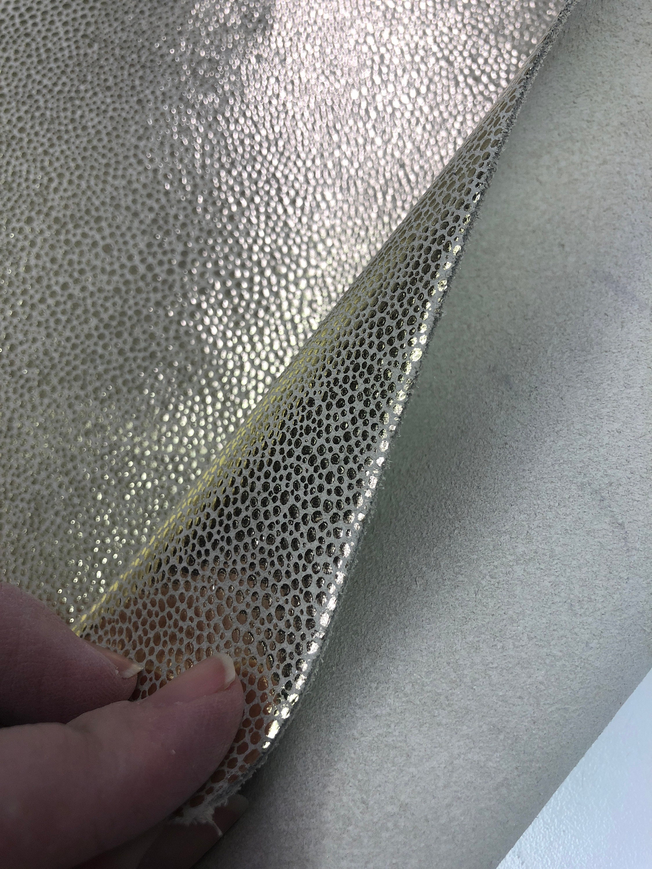 LEATHER NEW GOLD Stingray Printed Leather/ Metallic Bright | Etsy