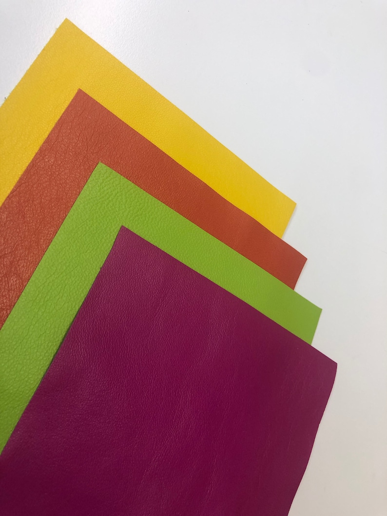 LEATHER Bright Colors 10"x10" Bright Pink, Bright Green, Orange, Yellow ...
