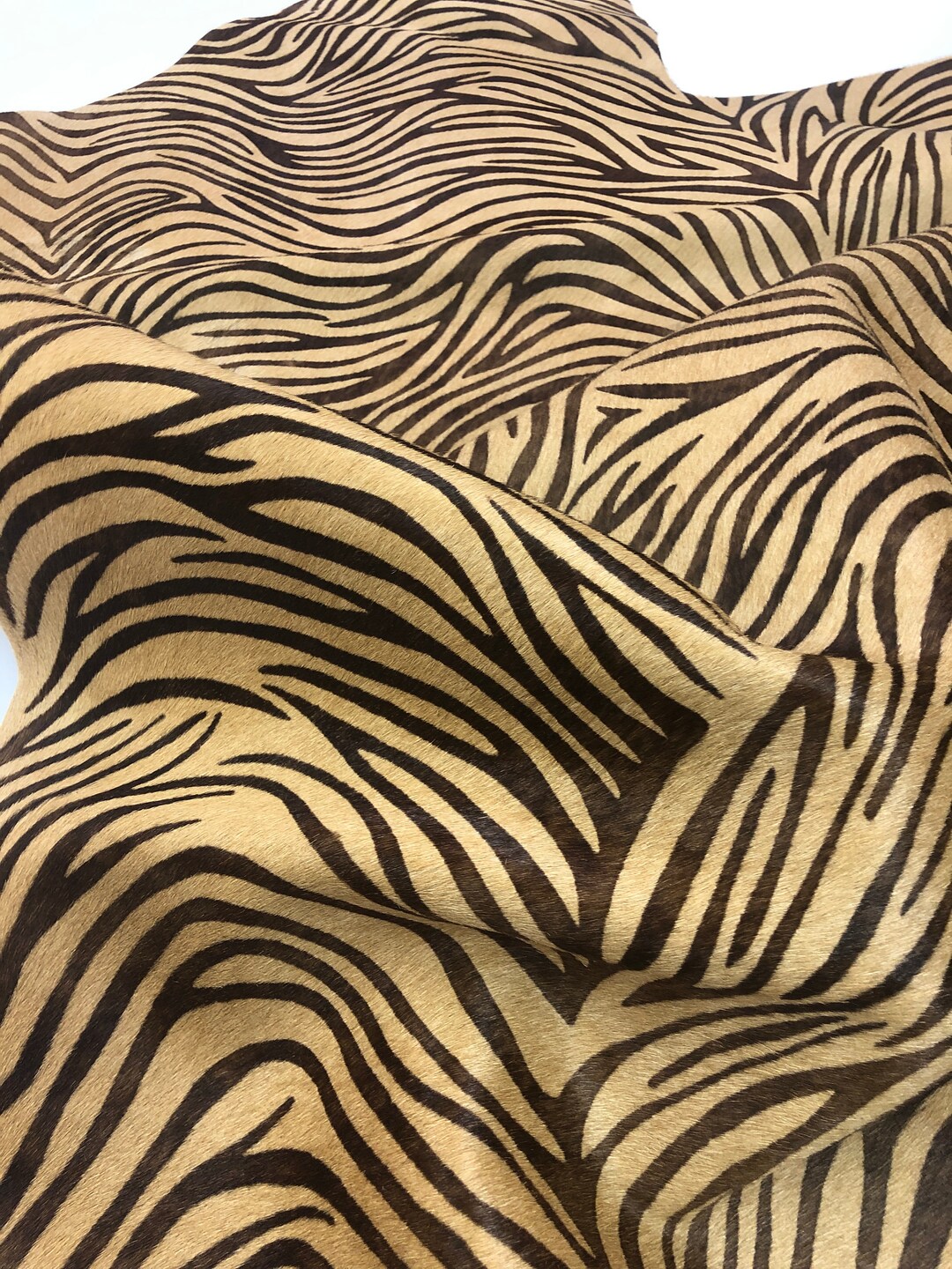 Zebra Print Leather 12"x 24" HAIR on LEATHER Brown Zebra on Tan Hair on ...