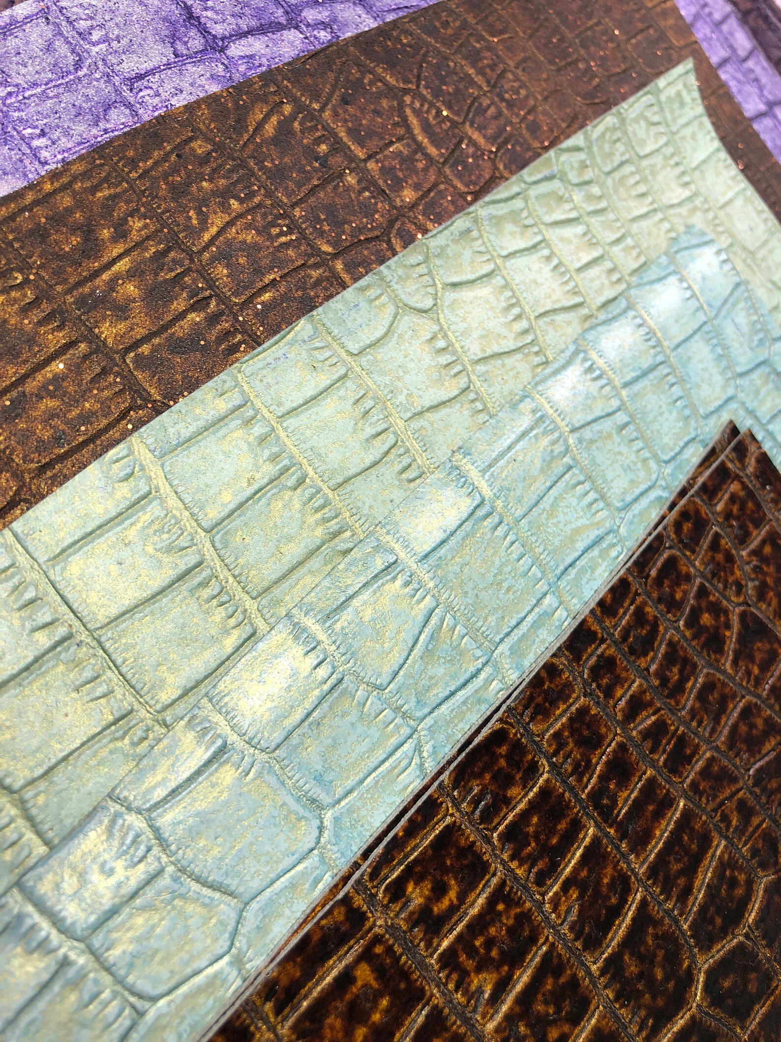 EXOTIC ALLIGATOR EMBOSSED Crafting Leather Sheets in 8 Different Colors ...