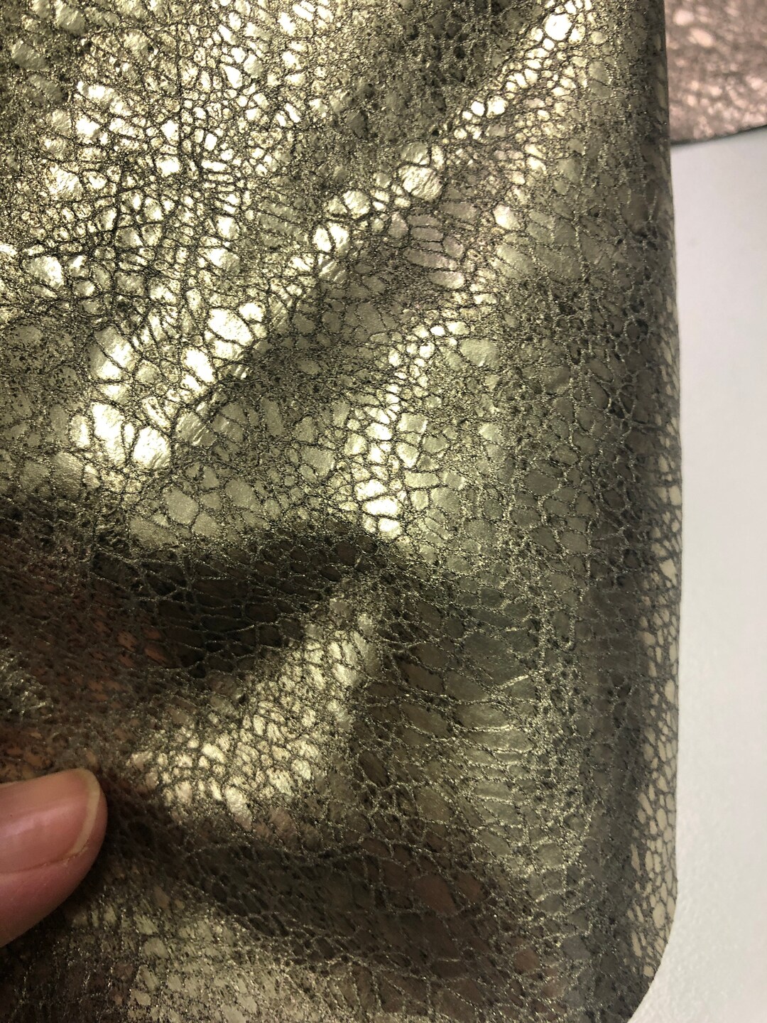Crackled Antique Gold LEATHER GENUINE SUEDE/ Pale Gold Pigskin Genuine ...
