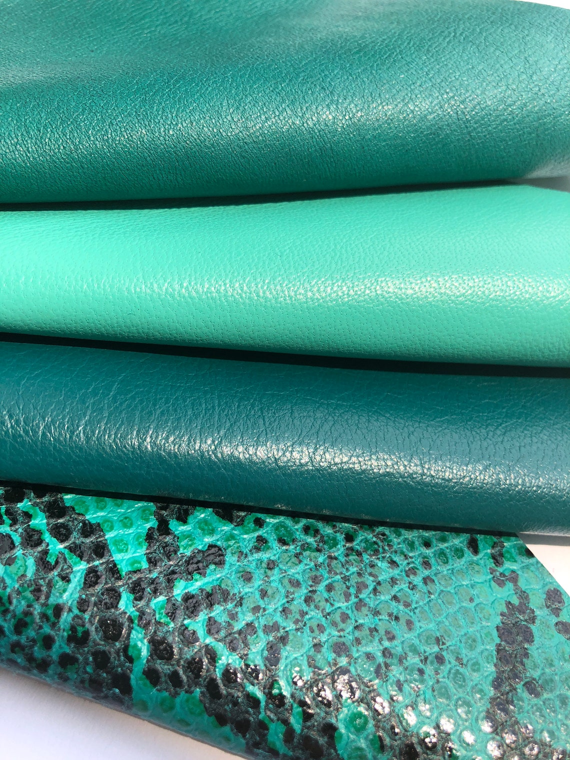 LEATHER AQUA Teal/genuine Leather/set of 4 Sheets/choose Your Size/aqua ...
