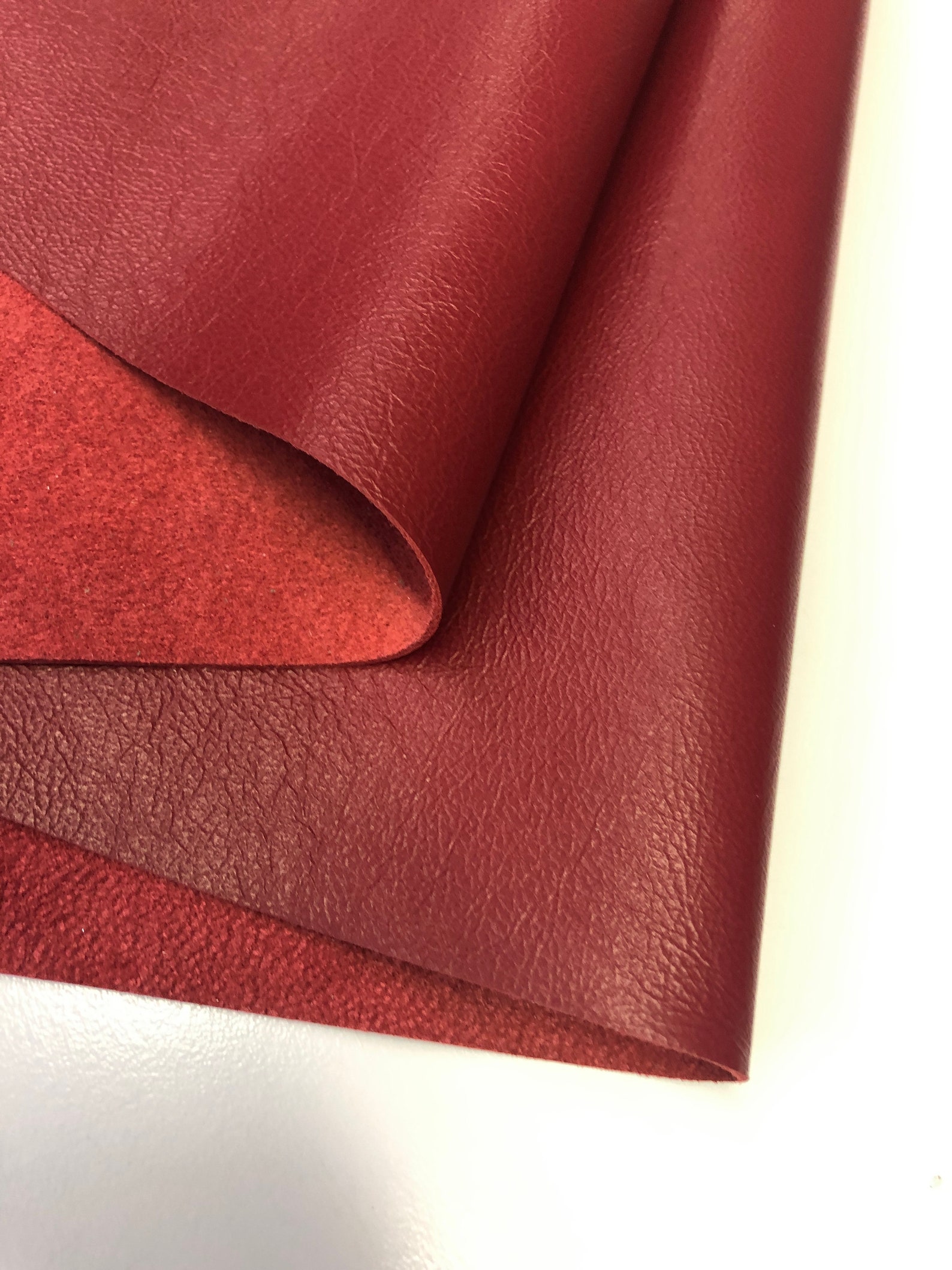 LEATHER Fall Red 12"x12" Dark Red LEATHER, Red Leather Sheet, Leather ...