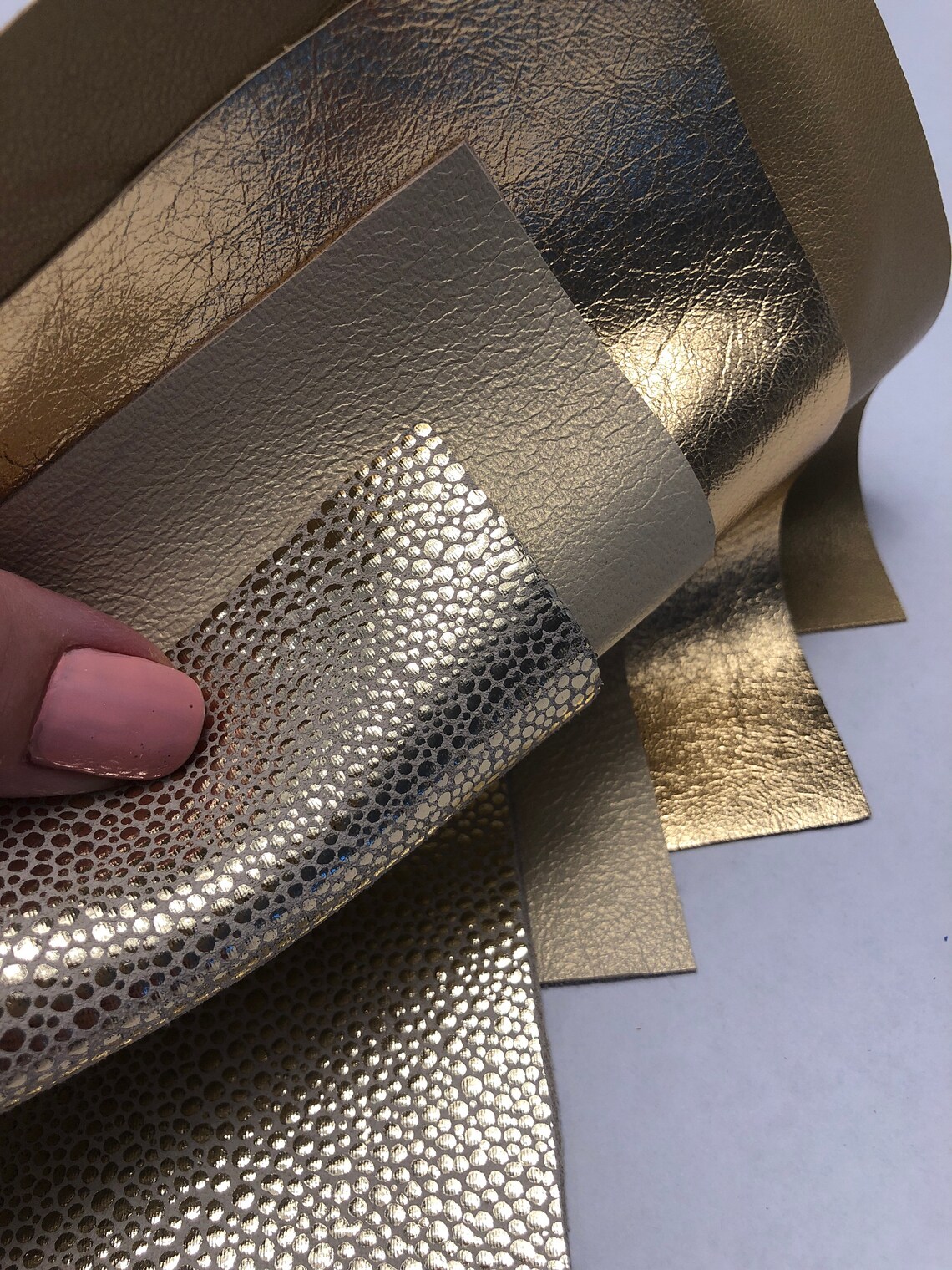 LEATHER METALLIC GENUINE Gold Metallic, Pearlized Champagne, Pale Gold ...
