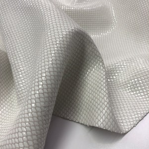 WHITE Snake 8"x10" LEATHER Scale/leather Bright Shiny Patent Look Hide ...