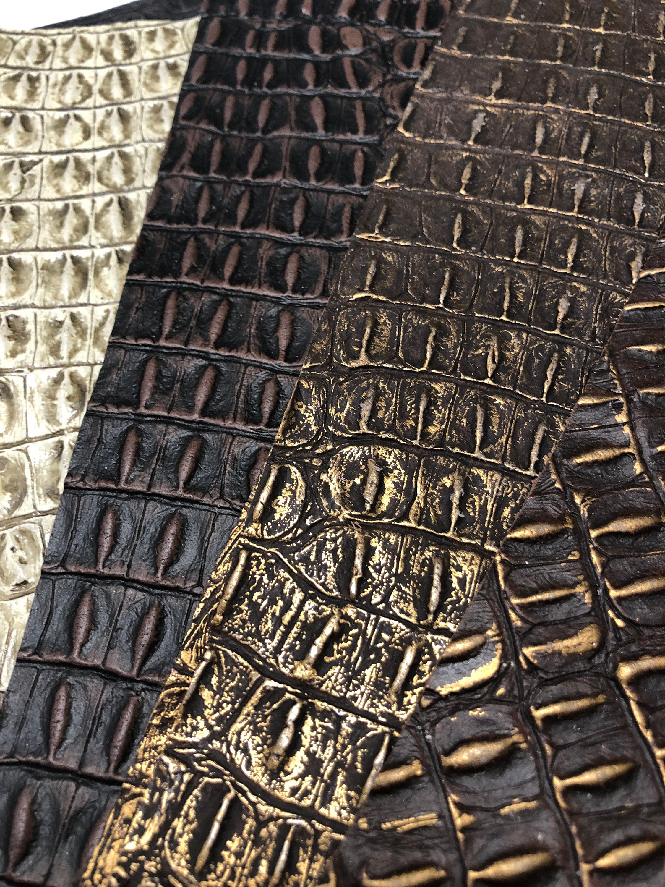 Genuine LEATHER MINI hornback CROCODILE Embossed Leather | Etsy