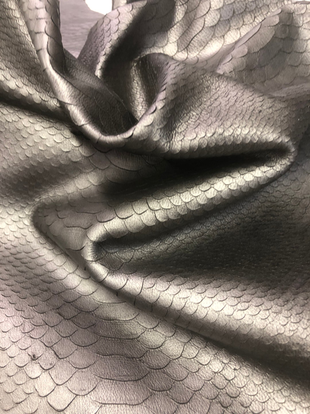 LEATHER GUNMETAL 12"x24" METALLIC Python Lazer Cut Metallic Cowhide ...