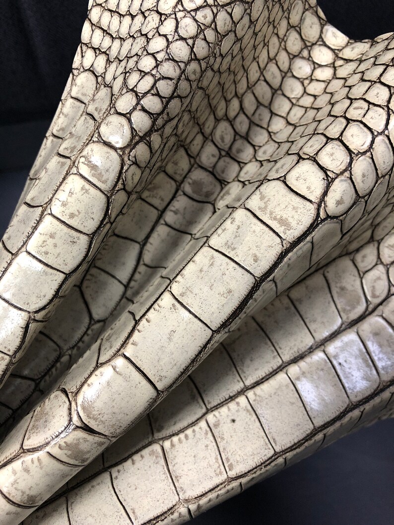 LEATHER GENUINE Leather Crocodile Alligator Embossed - Etsy