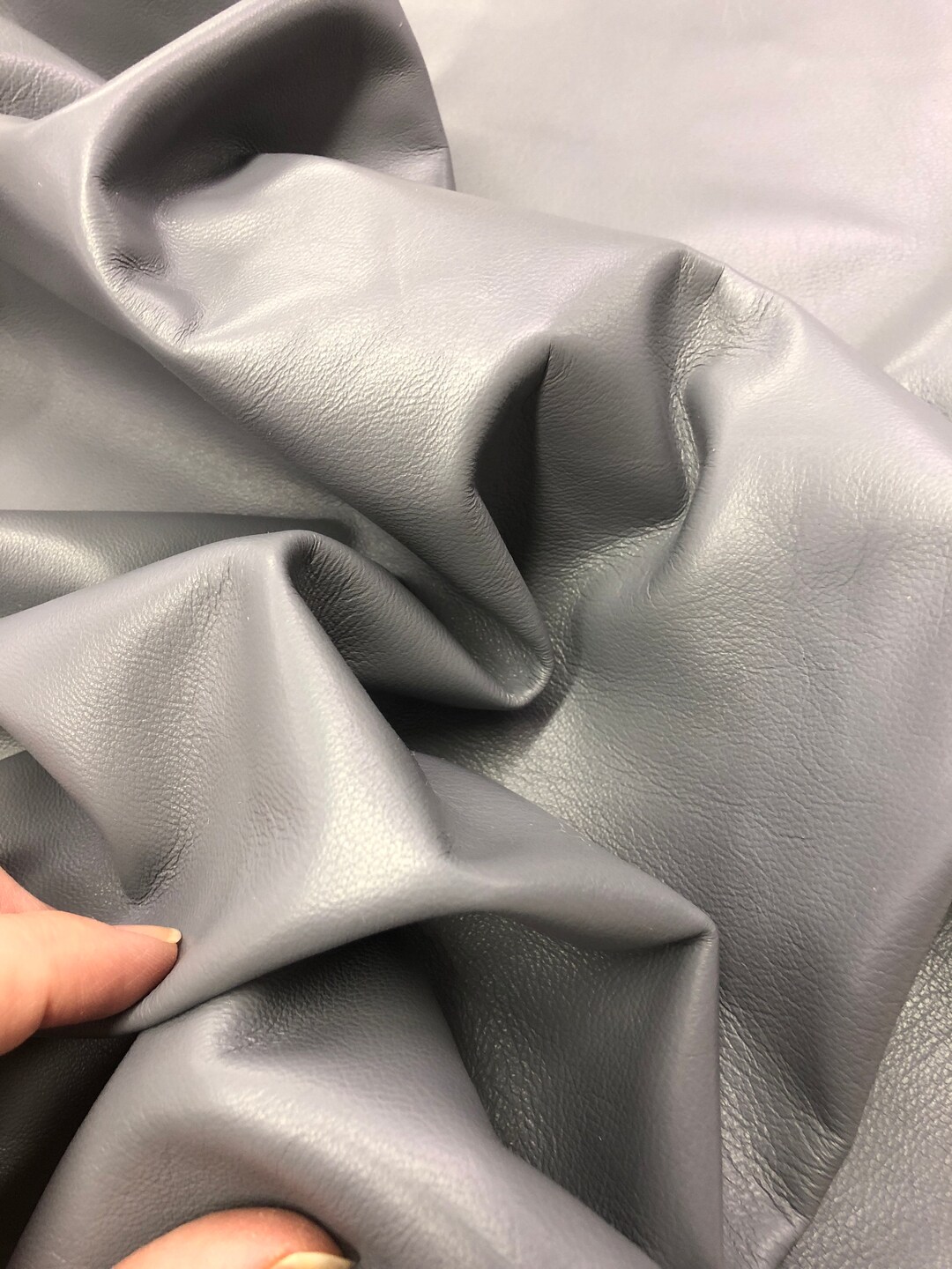 MEDIUM GREY Leather- SUPERB Lambskin Leather, M7000medium Grey ...