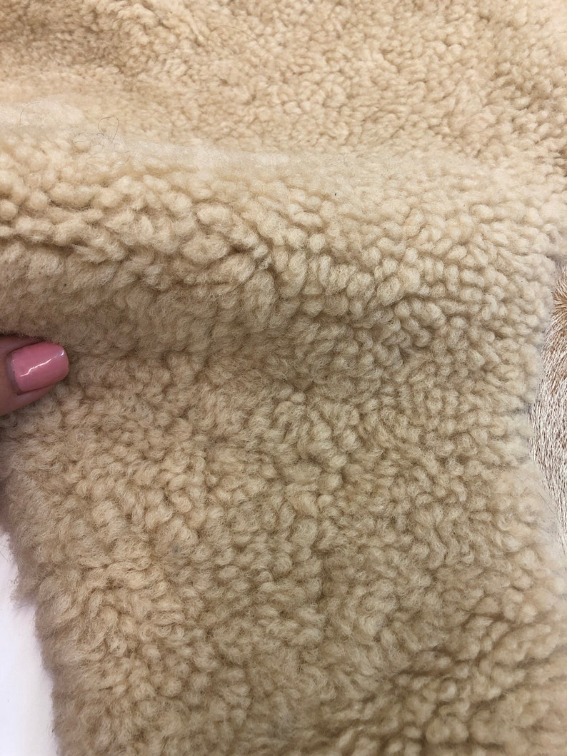 Natural Shearling Sheepskin Authentic Small Curl Leather | Etsy