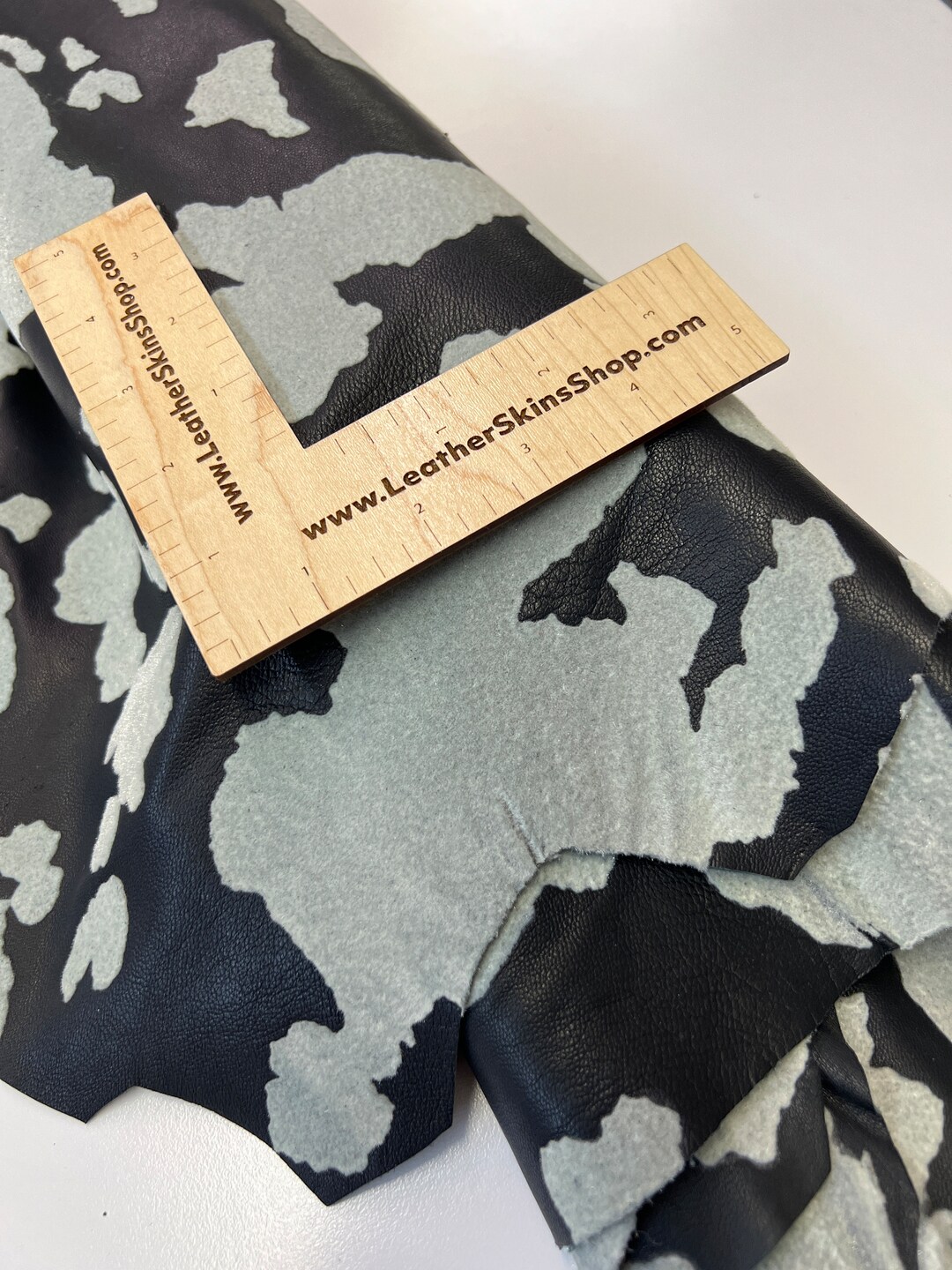 Leather Cowhide Spots Black Lambskin Leather Print Flocking/ Leather ...