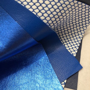 LEATHER BLUE Genuine Leather SHEETS Set, of 4 Pieces, Metallic Blue ...