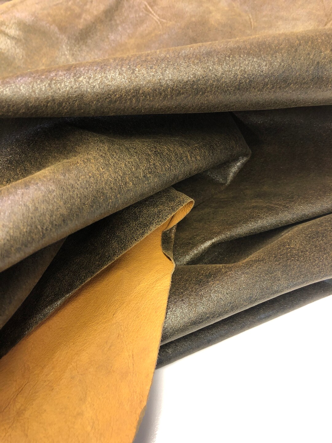 Antique DISTRESSED Leather/brown Genuine Leather/tan Back/lightweight 0 ...