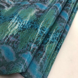 LEATHER PYTHON Print/turquoise Pink Green CALFSKIN Suede/genuine ...