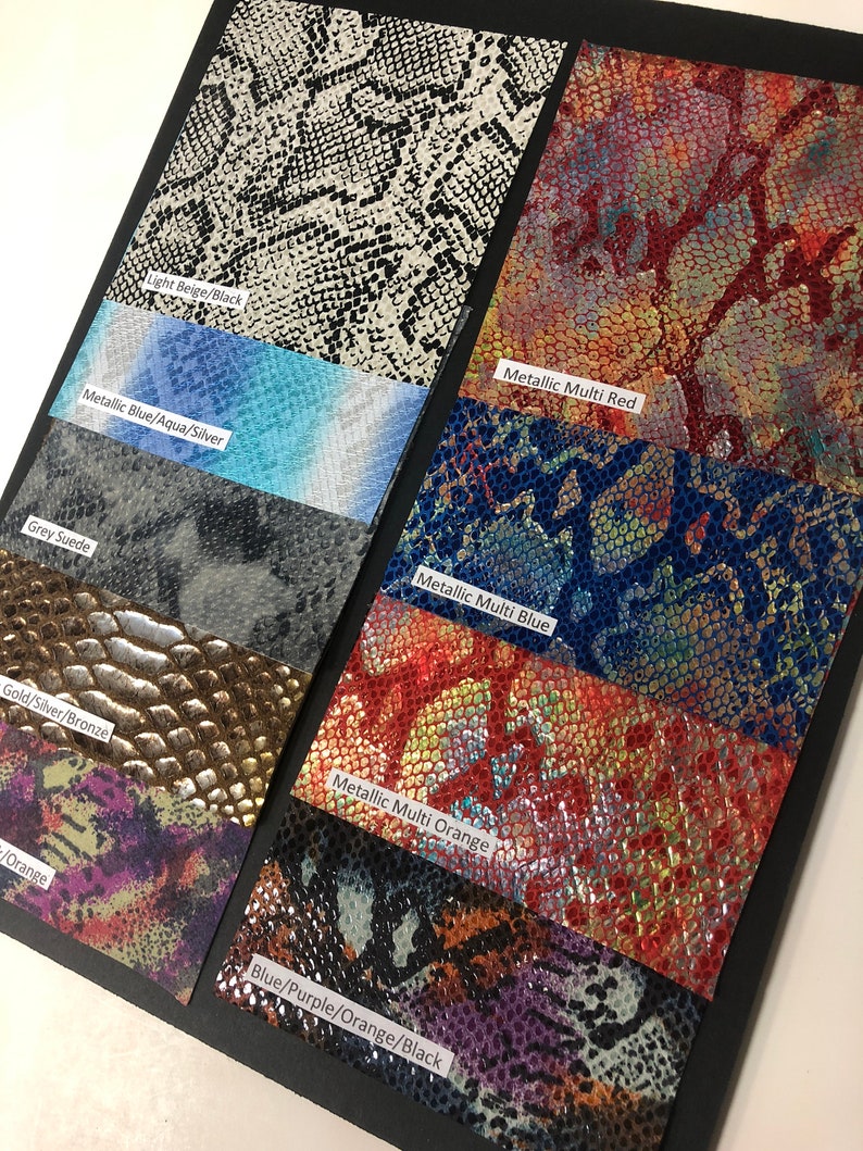 LEATHER SKINS PYTHON Print/genuine Leather Multi Metallic | Etsy