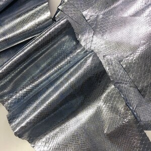 PYTHON GENUINE SKIN Silver Wash on Blue Color Natural Python Skin ...