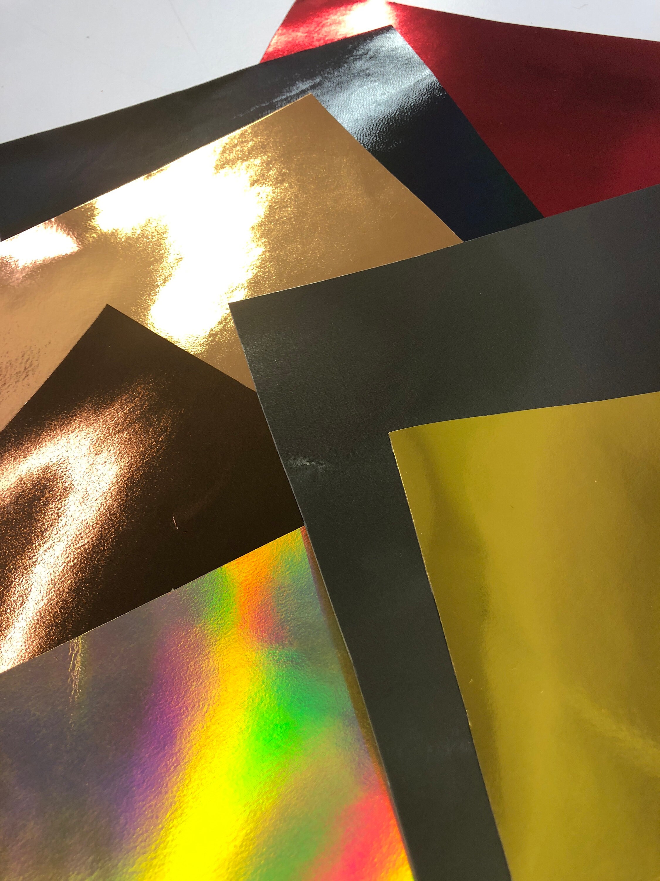 LEATHER MIRROR METALLIC Hide/Red Navy Rose | Etsy