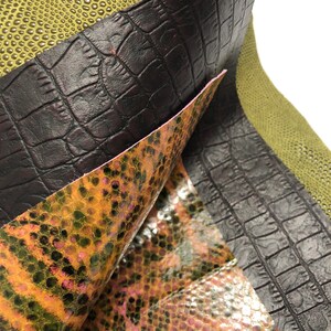 LEATHER ANIMAL PRINT 8”x8”, Set of 3 Leather Sheets, Tiger, Crocodile ...