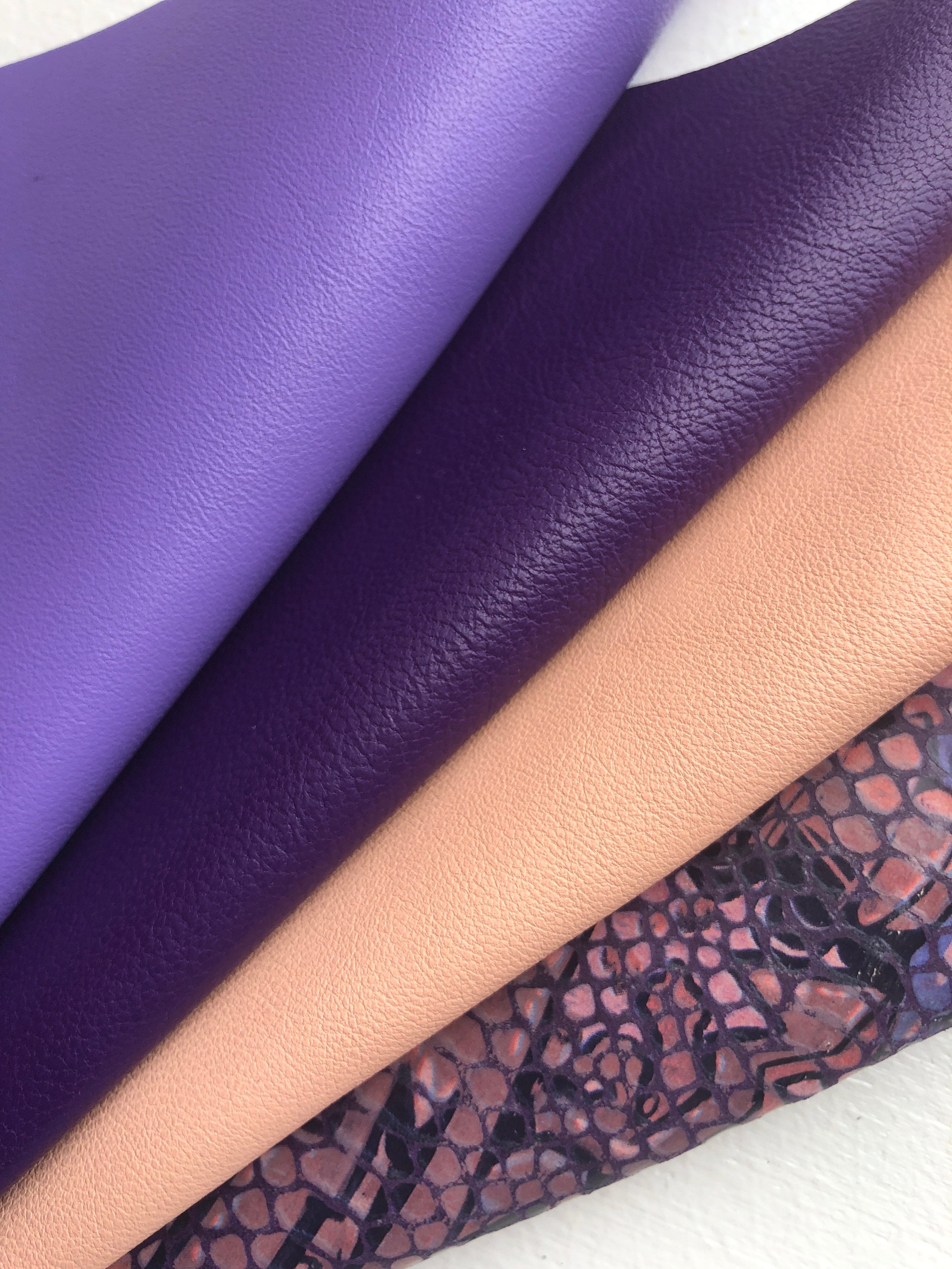 LEATHER 8"x8"/set of 4/GENUINE Leather HIDES/ Purple Lambskin Leather ...
