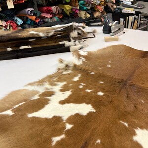 Dark Tan White HAIR on CALF Calfskin Print/ Natural Print on Hair on ...
