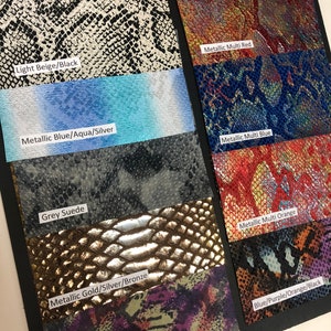 PYTHON PRINT GENUINE Leather Multi Metallic in Red, Blue, Orange ...