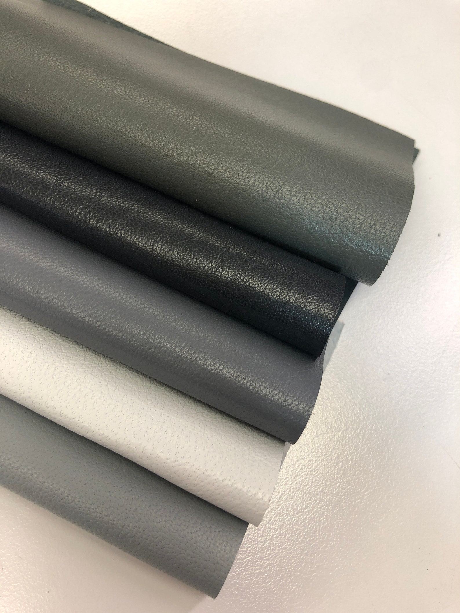 GREY Leather/real Genuine Leather/shades of Grey Leather | Etsy