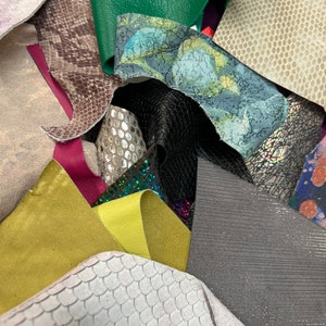 LEATHER SCRAPS, Leather Remnants, an Assortment of Patterns and Plain ...