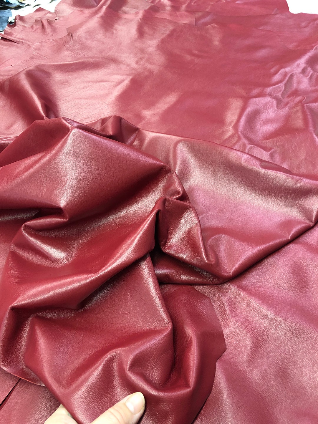 Dark RED LEATHER Skins/fall Red Lambskin Leather/ Buttery Soft Genuine ...