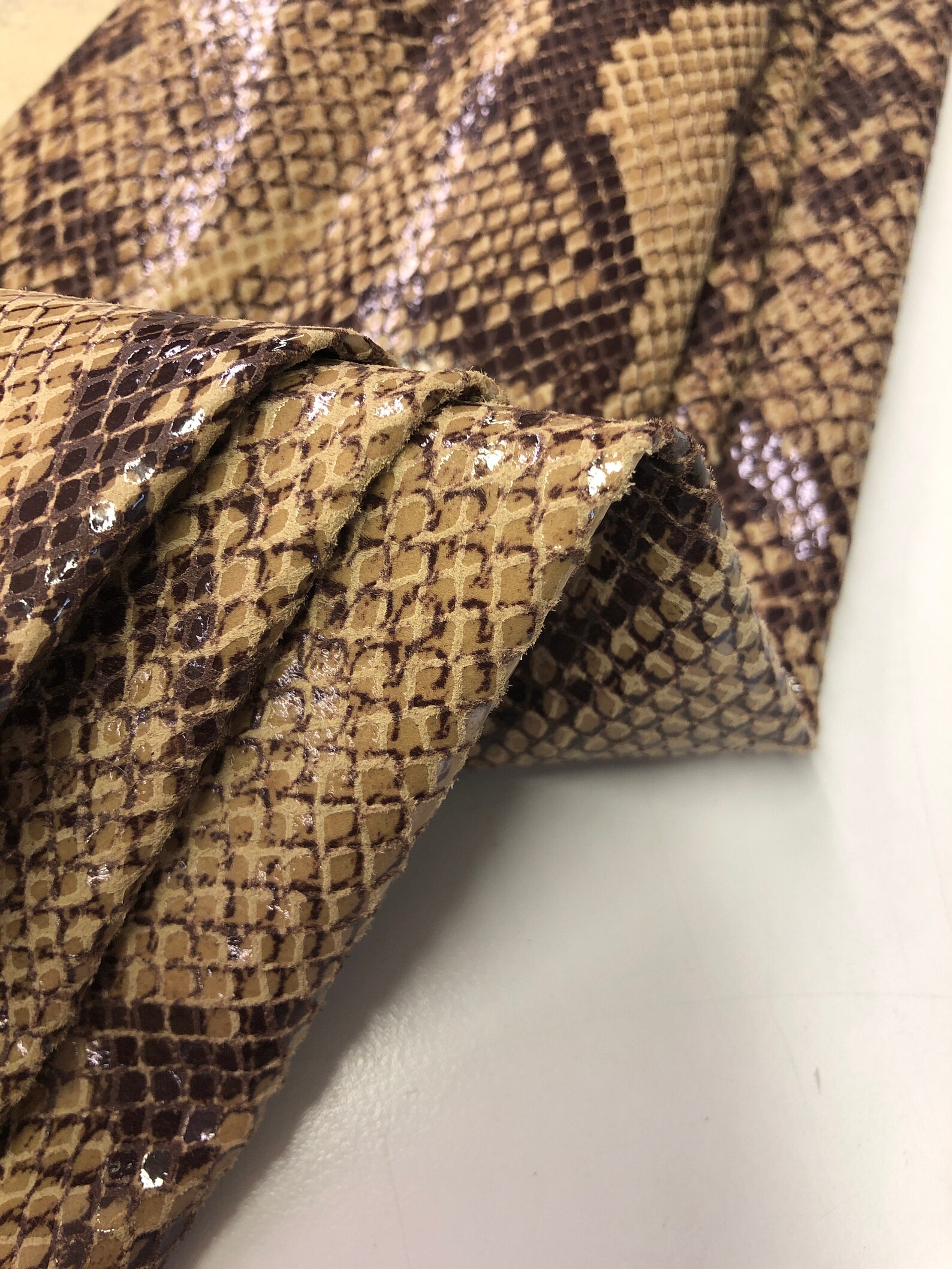 PYTHON LEATHER SKINS Print/Natural Tan Brown Python Snakeskin | Etsy