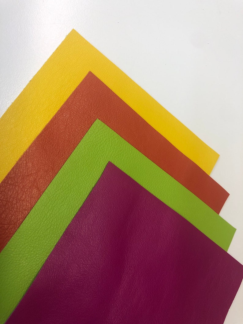 LEATHER Bright Colors 10"x10" Bright Pink, Bright Green, Orange, Yellow ...