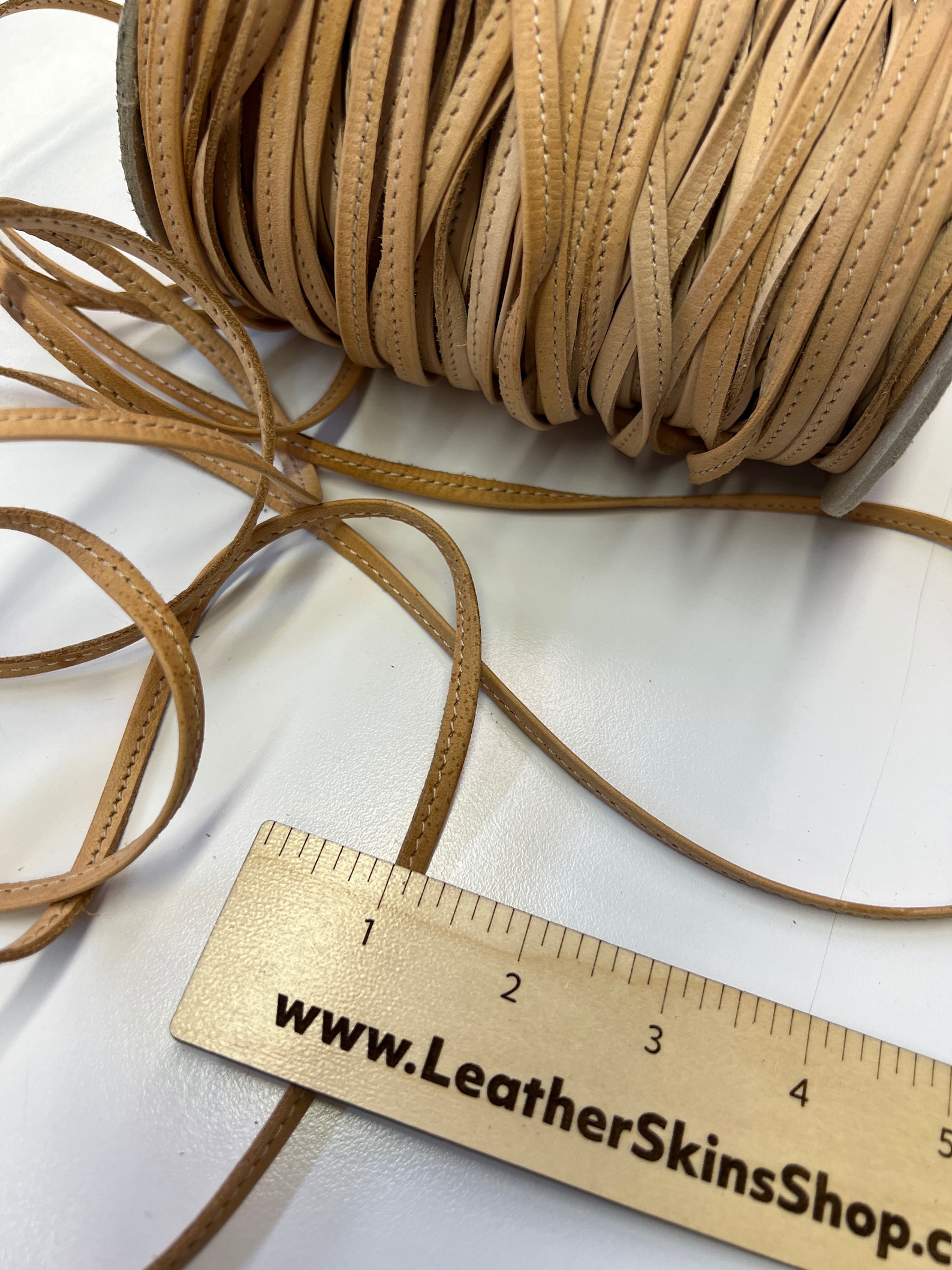 1/4” LEATHER STITCHED Veg Tan LEATHER Drawstring Leather Lace, Leather ...