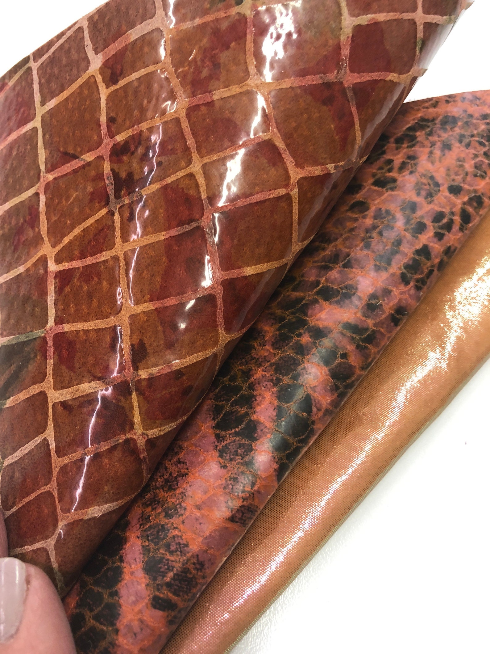 LEATHER Metallic COPPER 6"x5.5" Set of 3 Shimmer Copper Suede,copper ...