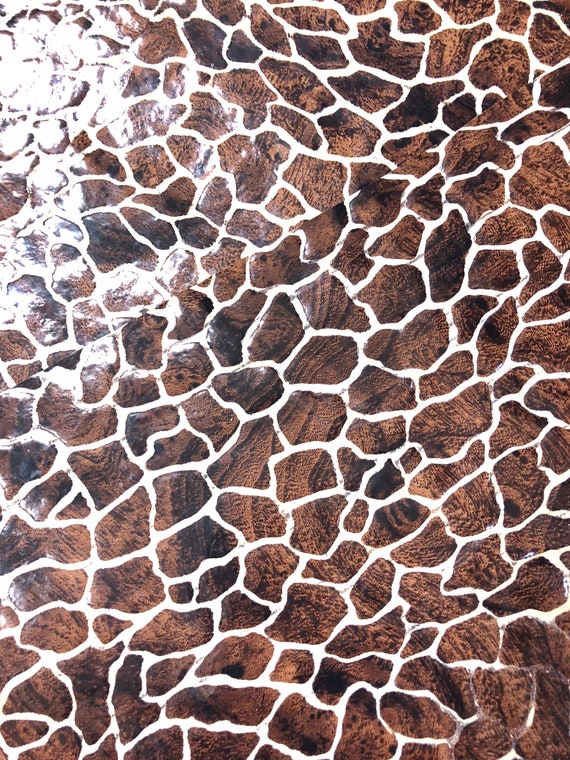 LEATHER BROWN Cream Patent CROCO Print on Suede Light Weight - Etsy