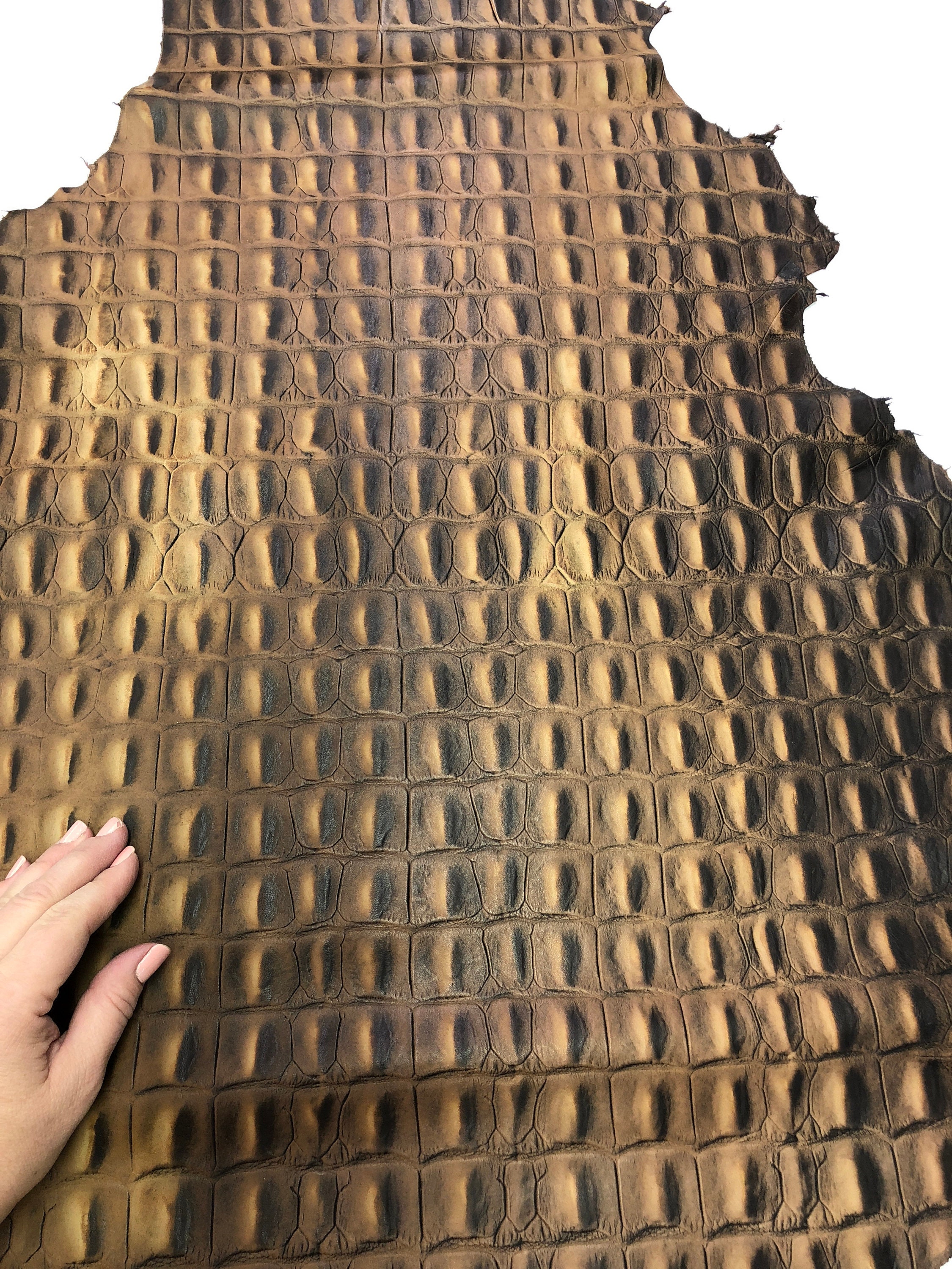 Croco LEATHER ALLIGATOR Print/genuine Leather Hide Printed Crocodile ...