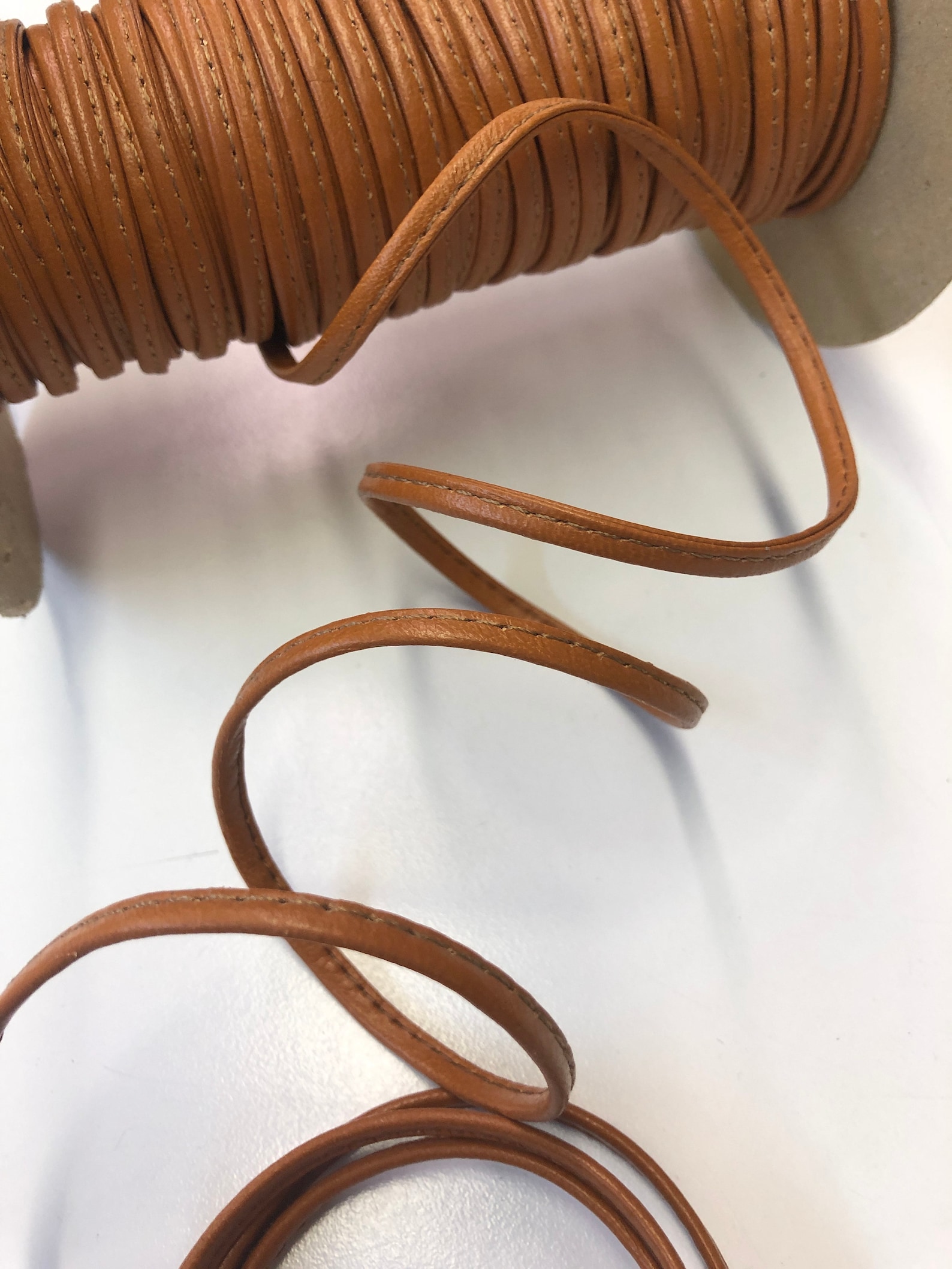 Tan 3/16" LEATHER STITCHED LEATHER Drawstring Leather Lace, Leather ...