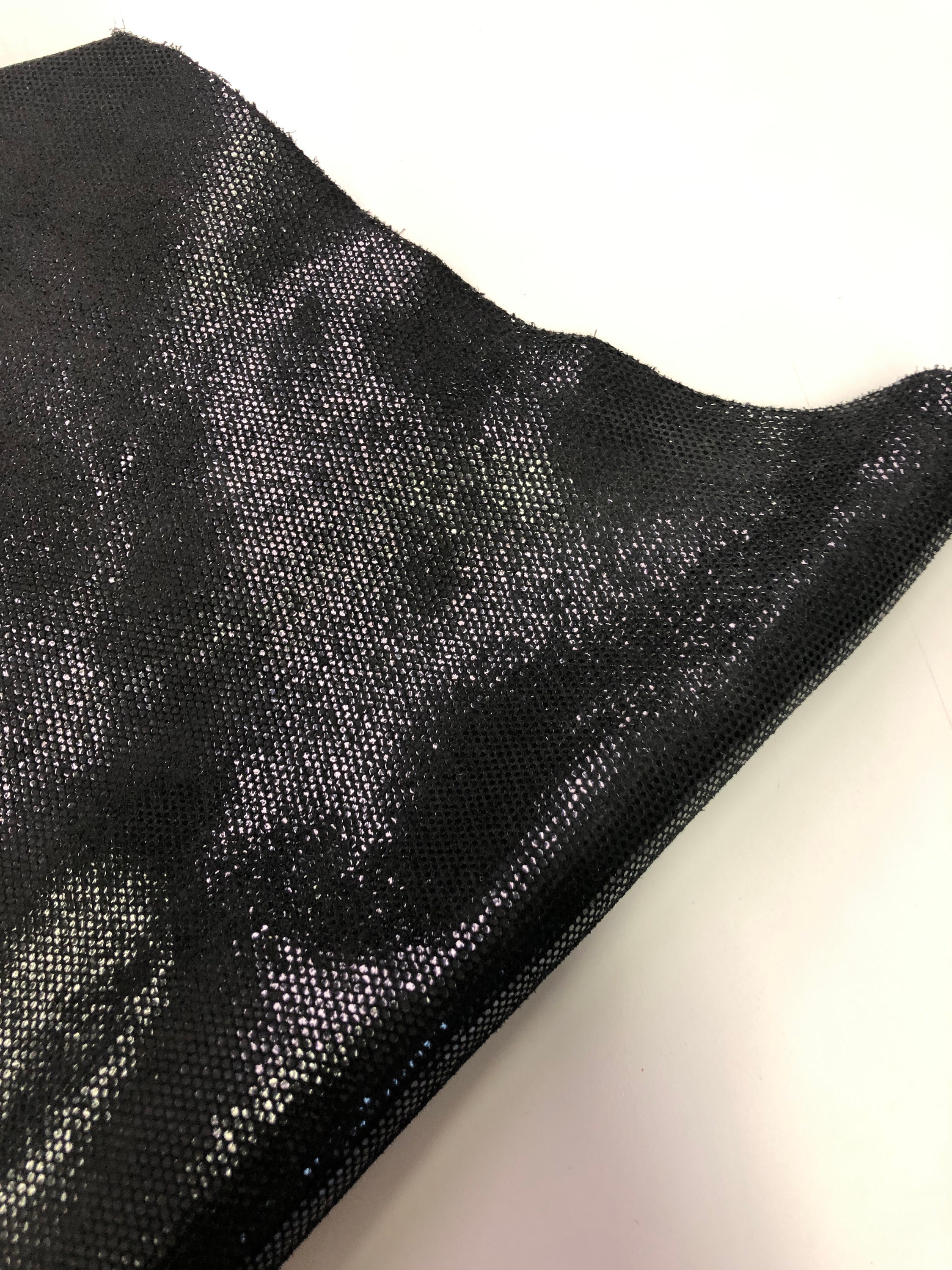 LEATHER 8"x10" Black SHINY DOT Leather/black Cowhide Suede/shiny Black ...