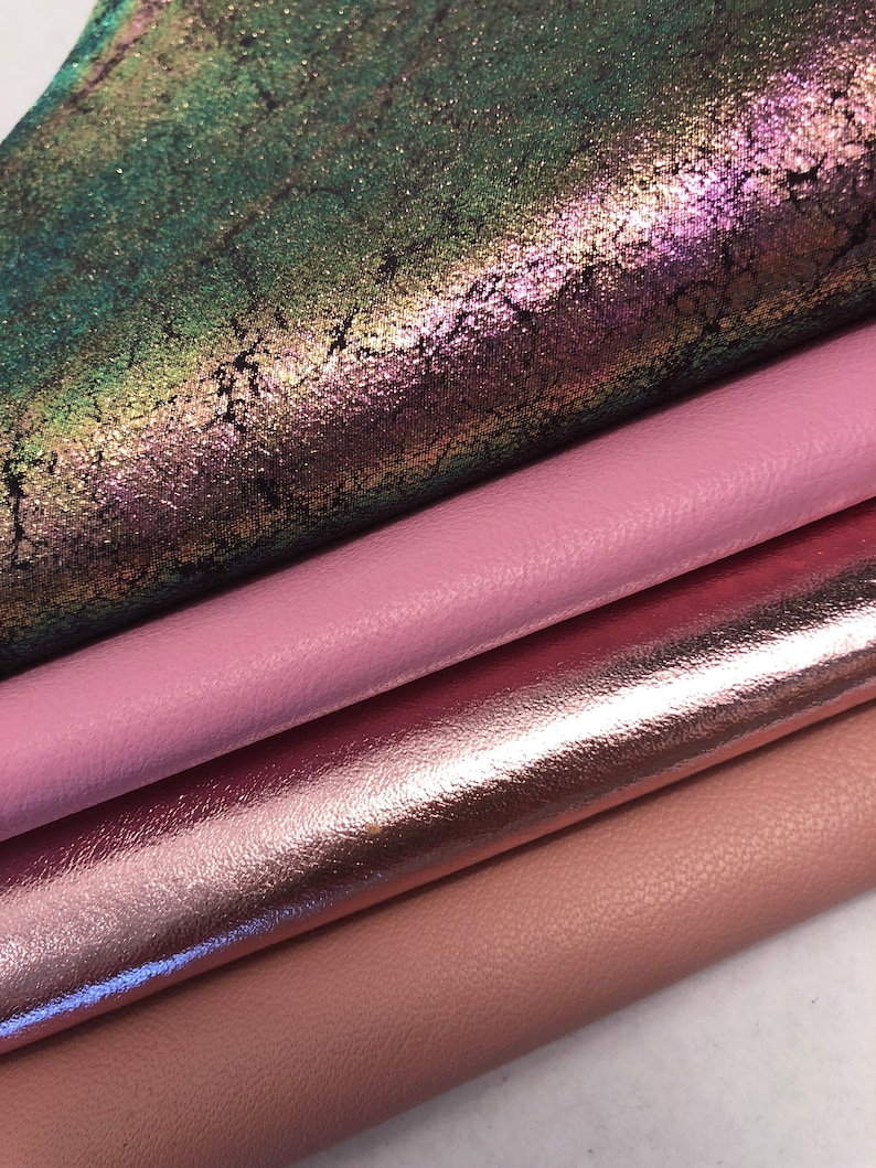LEATHER PINK Genuine Leather Set of 4 Pieces Choose Your - Etsy