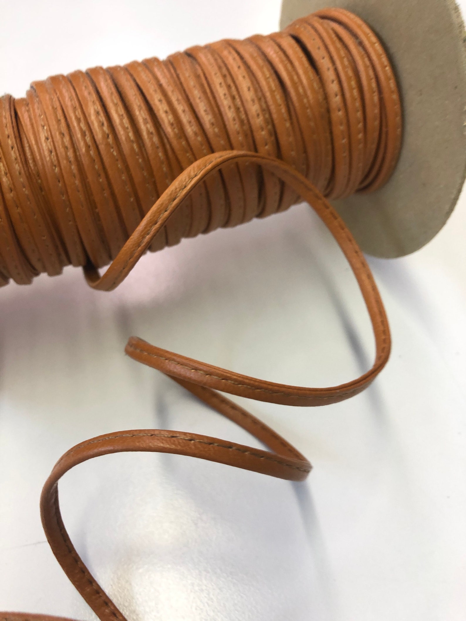 Tan 3/16" LEATHER STITCHED LEATHER Drawstring Leather Lace, Leather ...