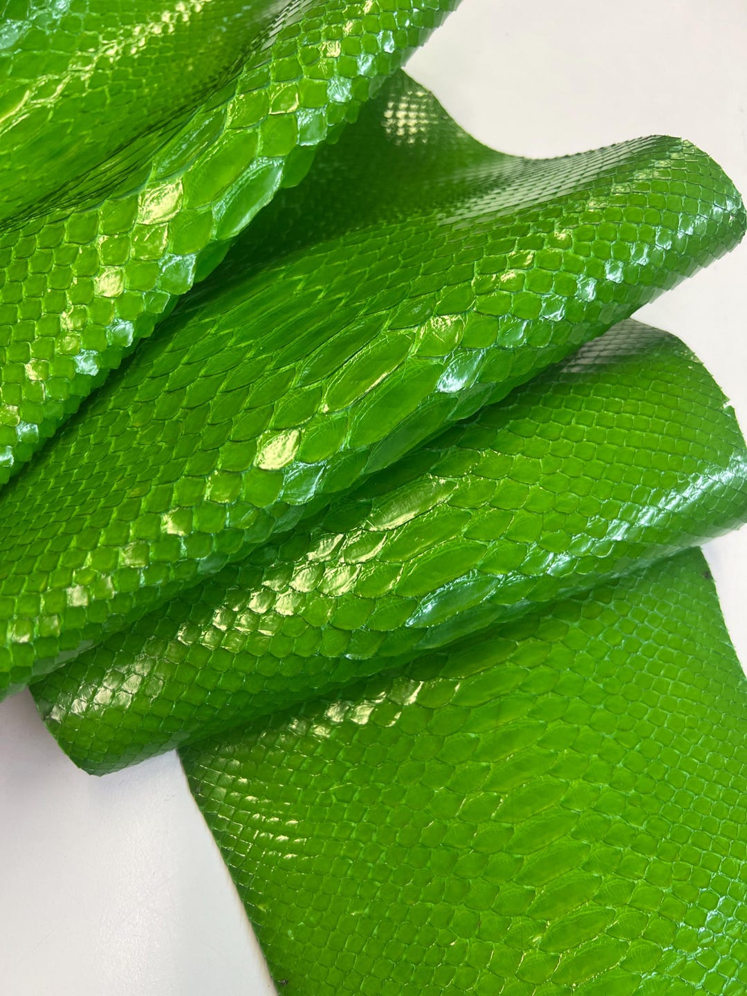 Bright Green Python Snakeskin Leather Skins-leather Exotic for Handbags ...