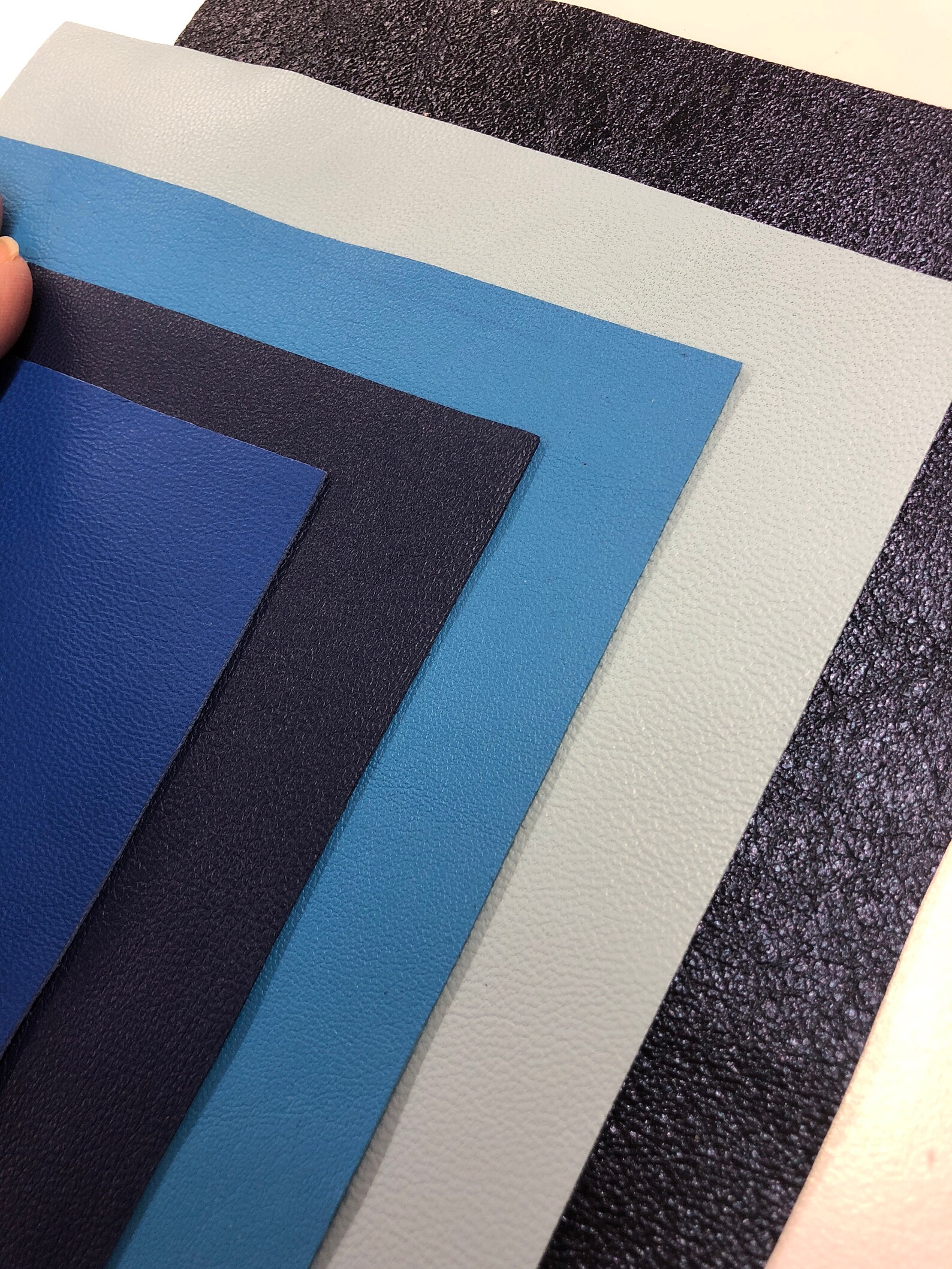 BLUE GENUINE LEATHER Sheets Set of 5, Size 6.25"x5.75", Baby Blue ...