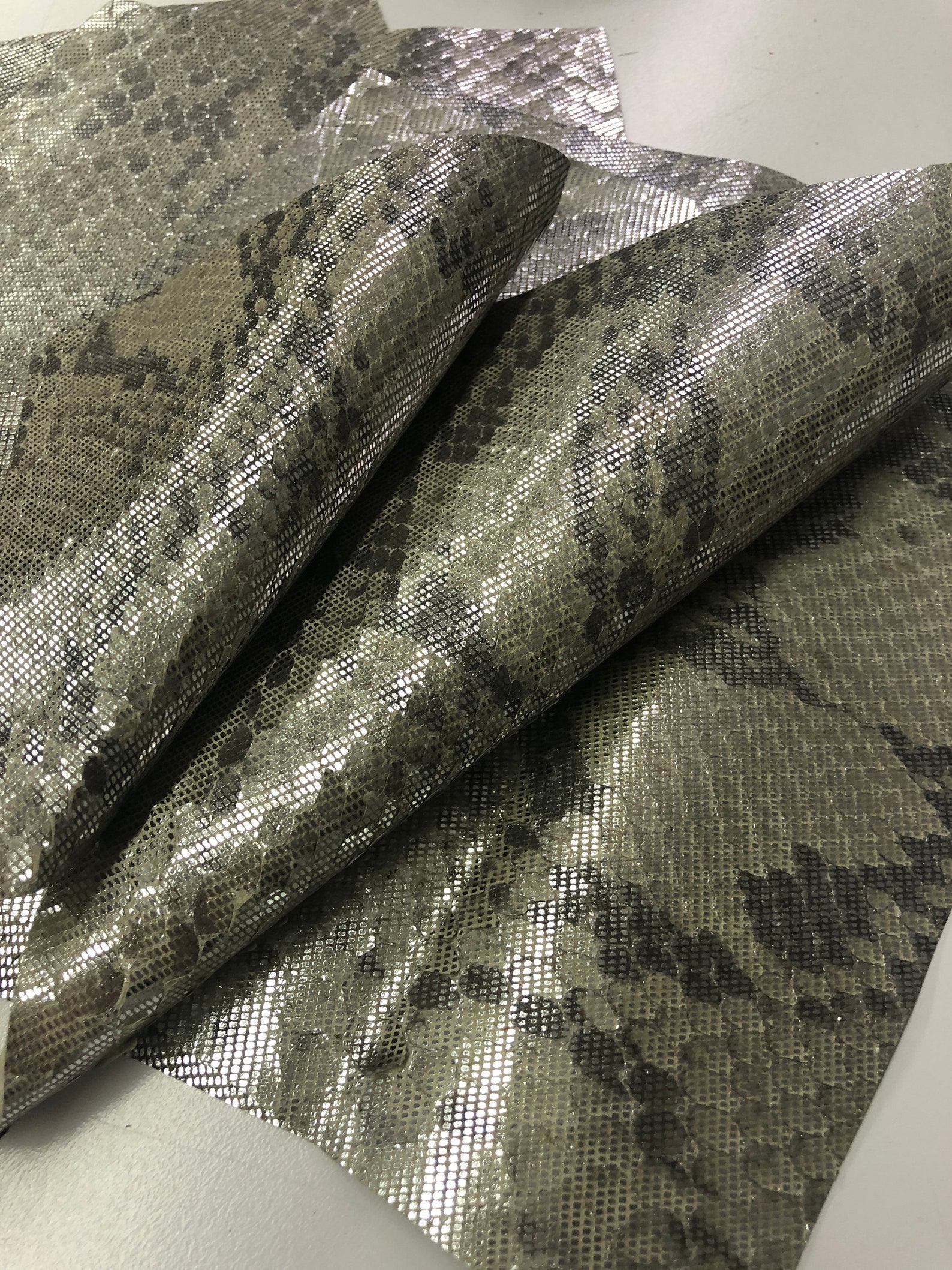 PYTHON GENUINE SKIN Silver Wash on Natural Python Skin Choose - Etsy