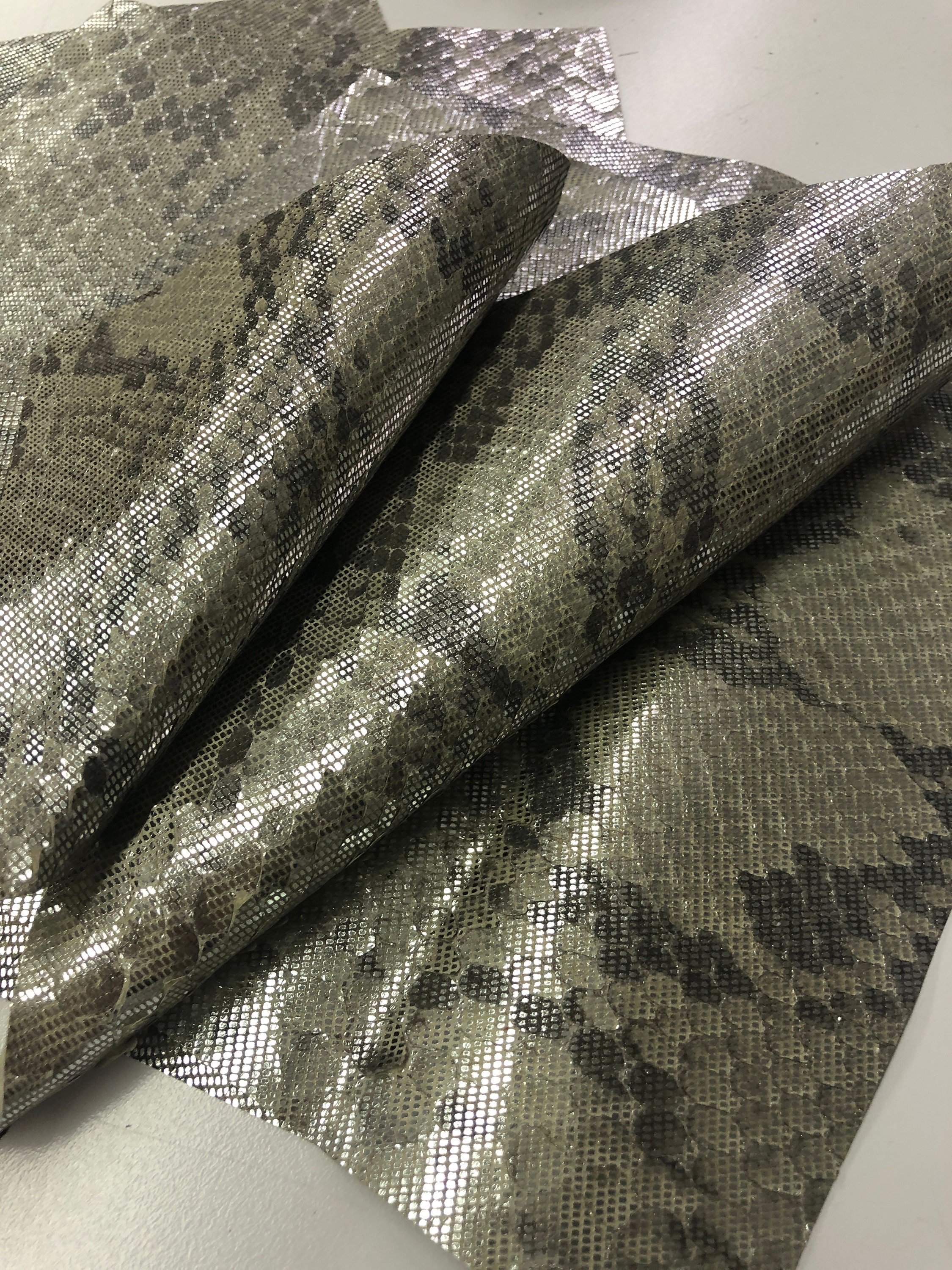 PYTHON GENUINE SKIN Silver Wash on Natural Python Skin, Choose the Size ...