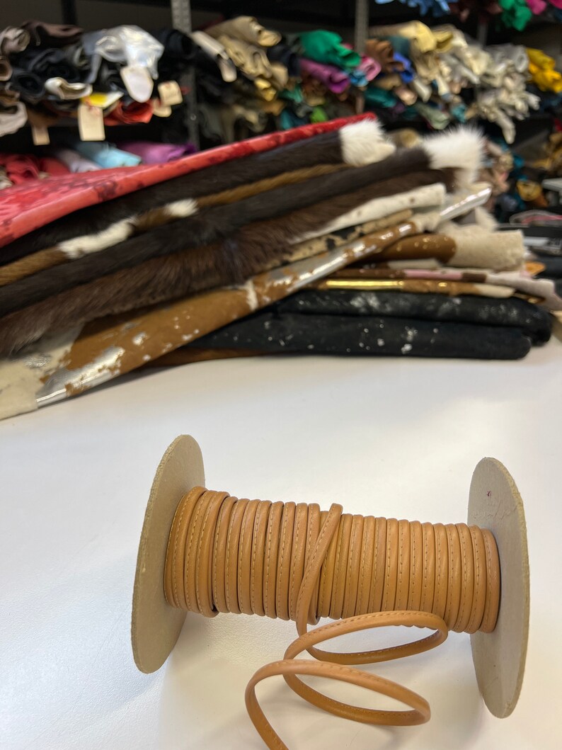 1/4" LEATHER STITCHED LEATHER Drawstring Leather Lace, Leather Straps ...