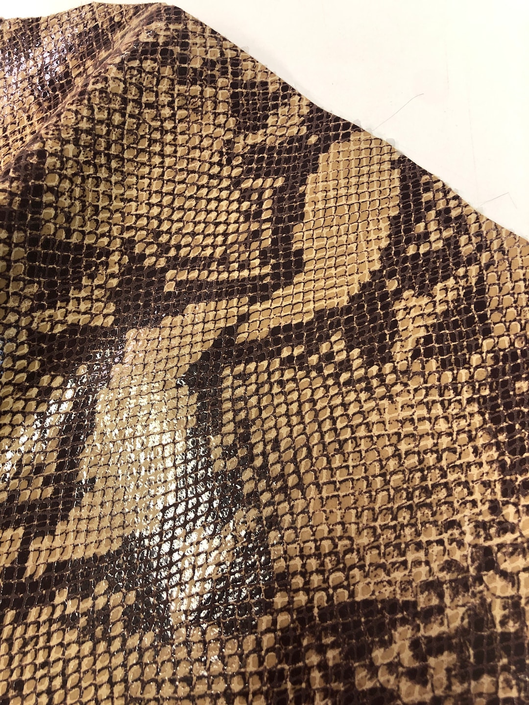 PYTHON LEATHER SKINS Print/natural Tan Brown Python Snakeskin Printed ...
