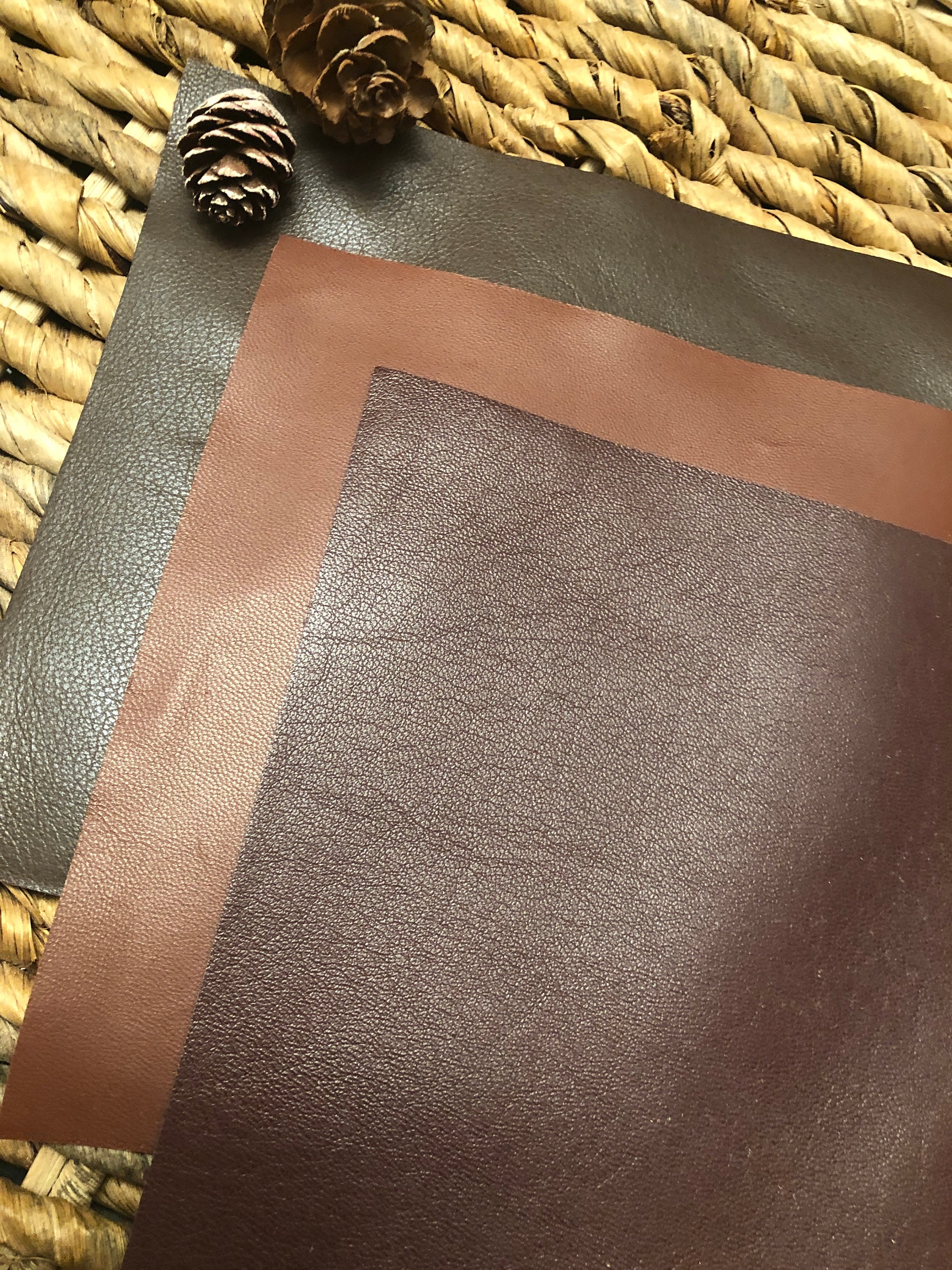 LEATHER BROWN Tones set of 3/Shades of Brown Leather/ | Etsy