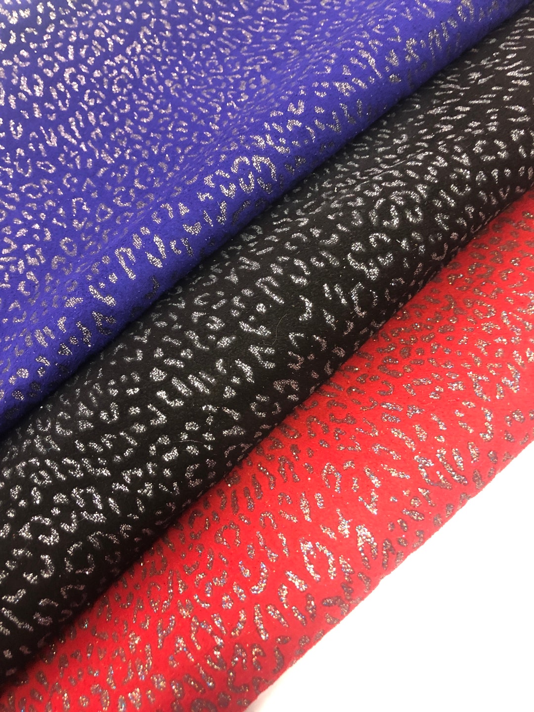 LEATHER SUEDE SHINY Glitter Baby Leopard Metallic Very Soft Lambskin ...