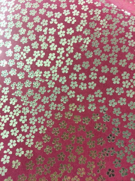 GOLD Metallic Mini FLOWERS PRINTED Suede Red and Gold | Etsy